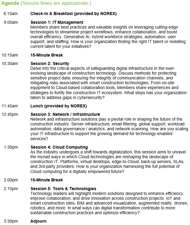 NOREX IT Roundtable: Construction Industry (LIVE) - Event Registration