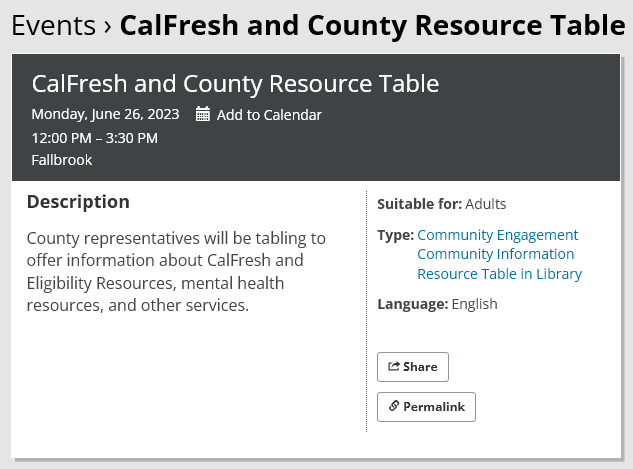 CalFresh and County Resource Table - Fallbrook Chamber of Commerce
