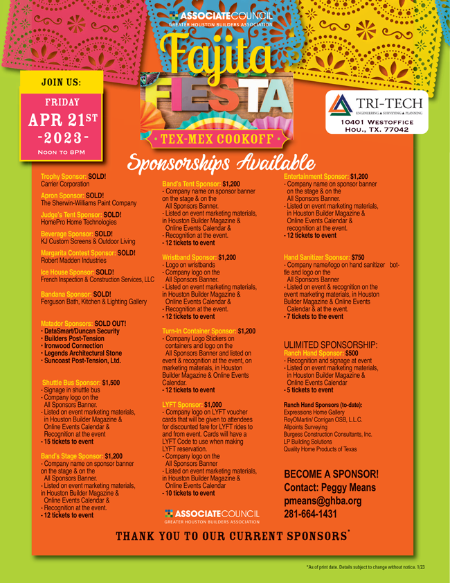 Fajita Fiesta - Tex-Mex Cook-Off 2023 | GHBA