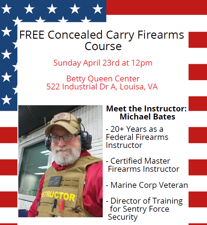 Free Concealed Carry Class by Sentry Force Security - Louisa County Chamber of Commerce