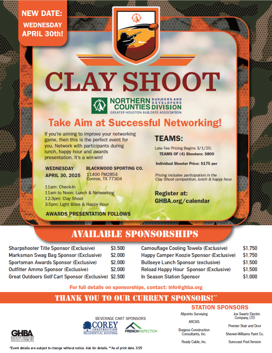 NEW DATE!! NCBDD Clay Shoot - 2025 GZ : Ads 2 | GHBA