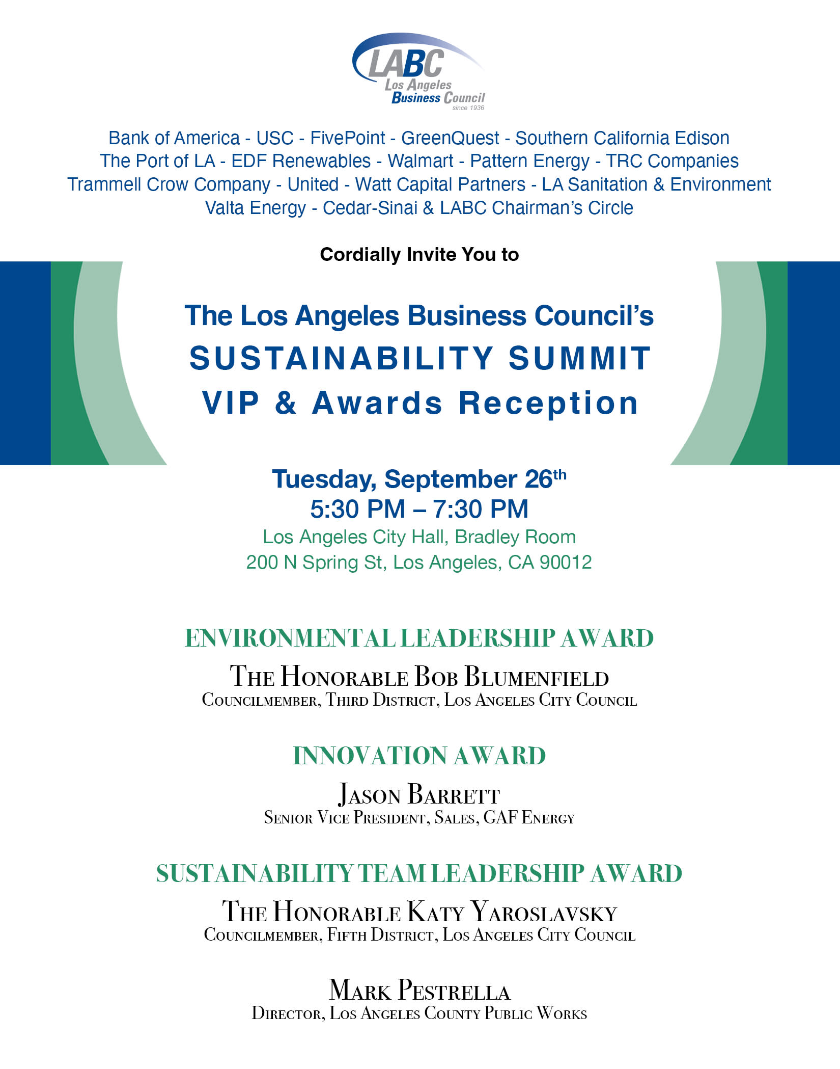 Sustainability Summit VIP & Awards Reception - Event Registration