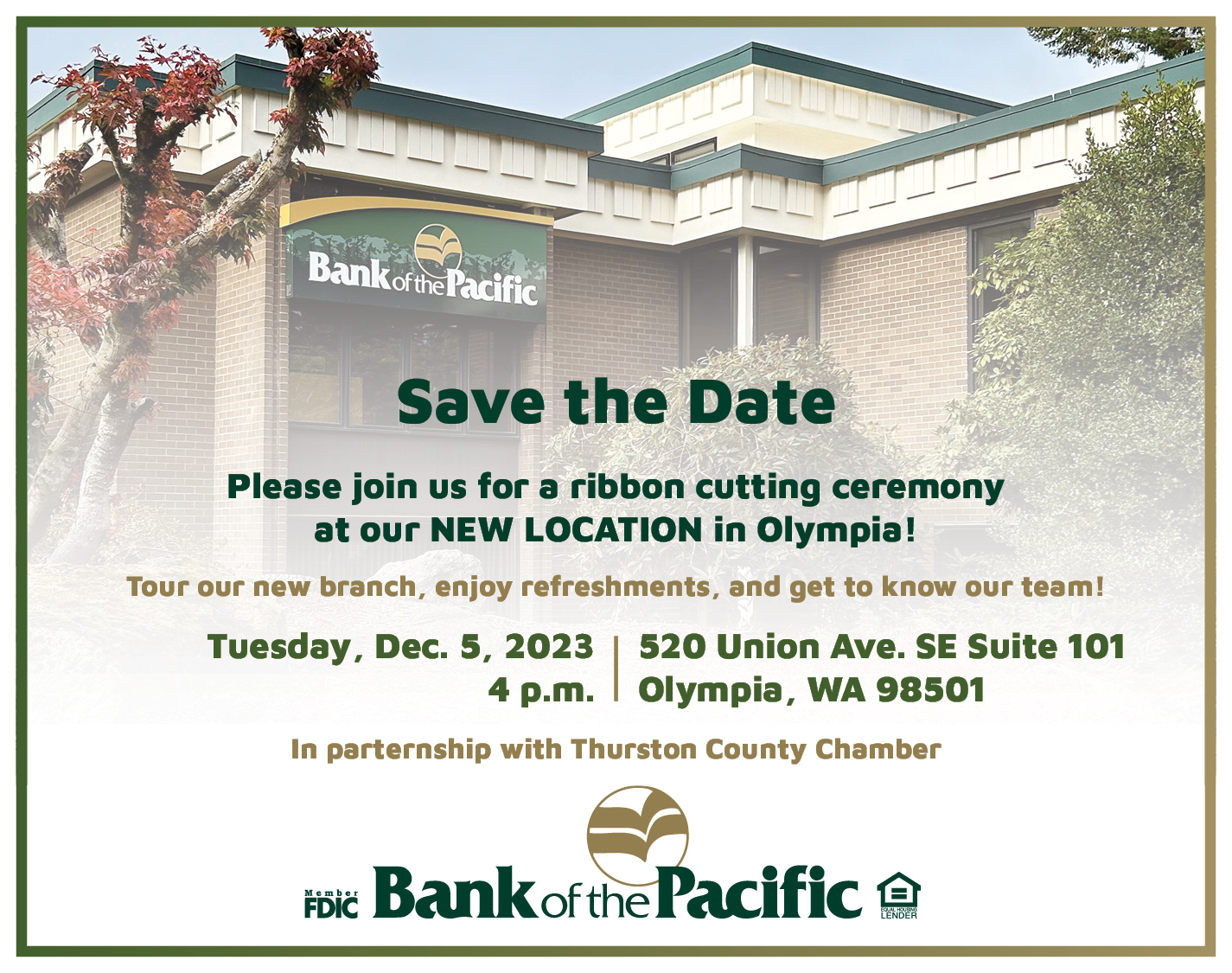 Ribbon Cutting for Bank of the Pacific! Thurston County Chamber of Commerce