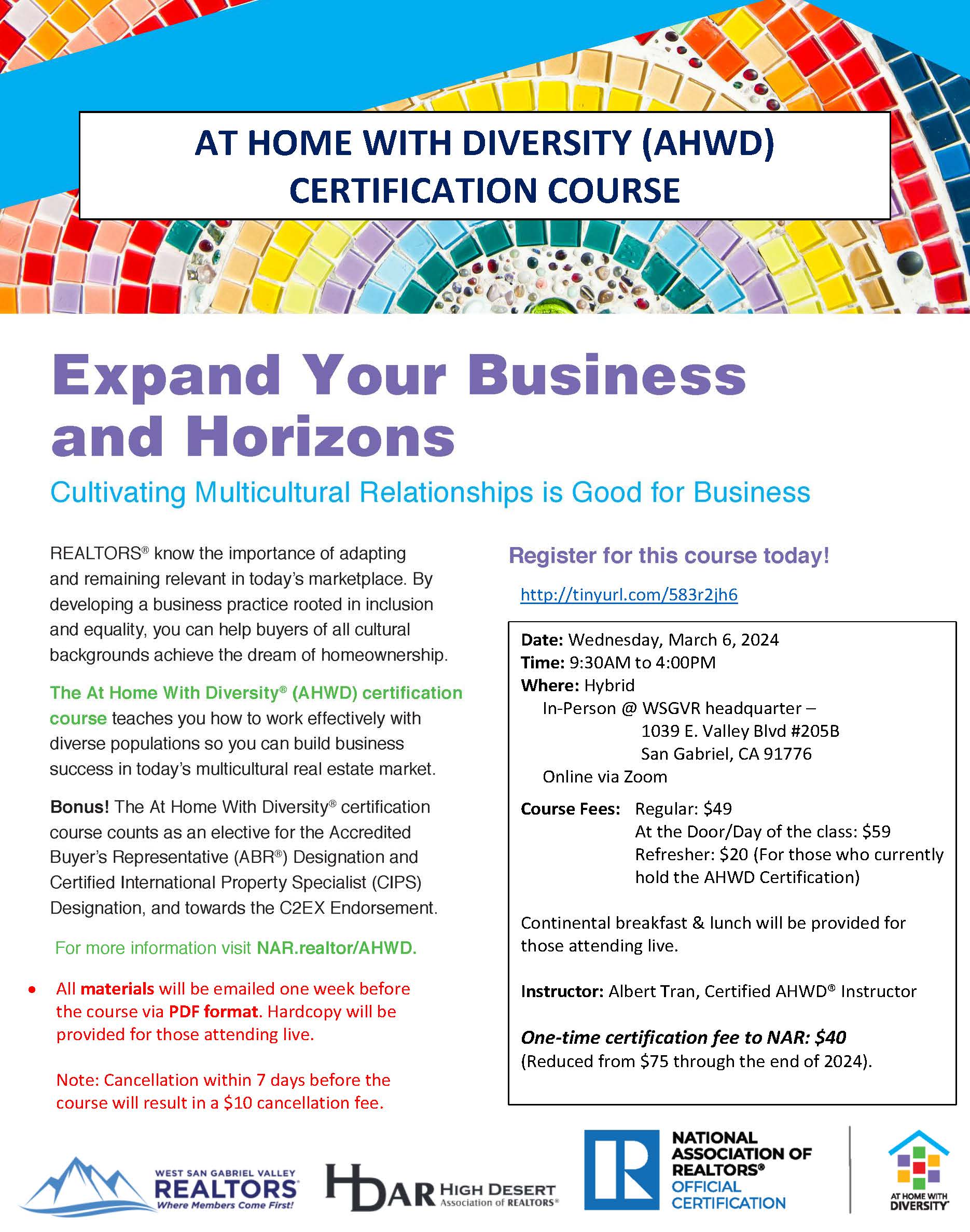At Home With Diversity (AHWD) Certification Course - Event Registration