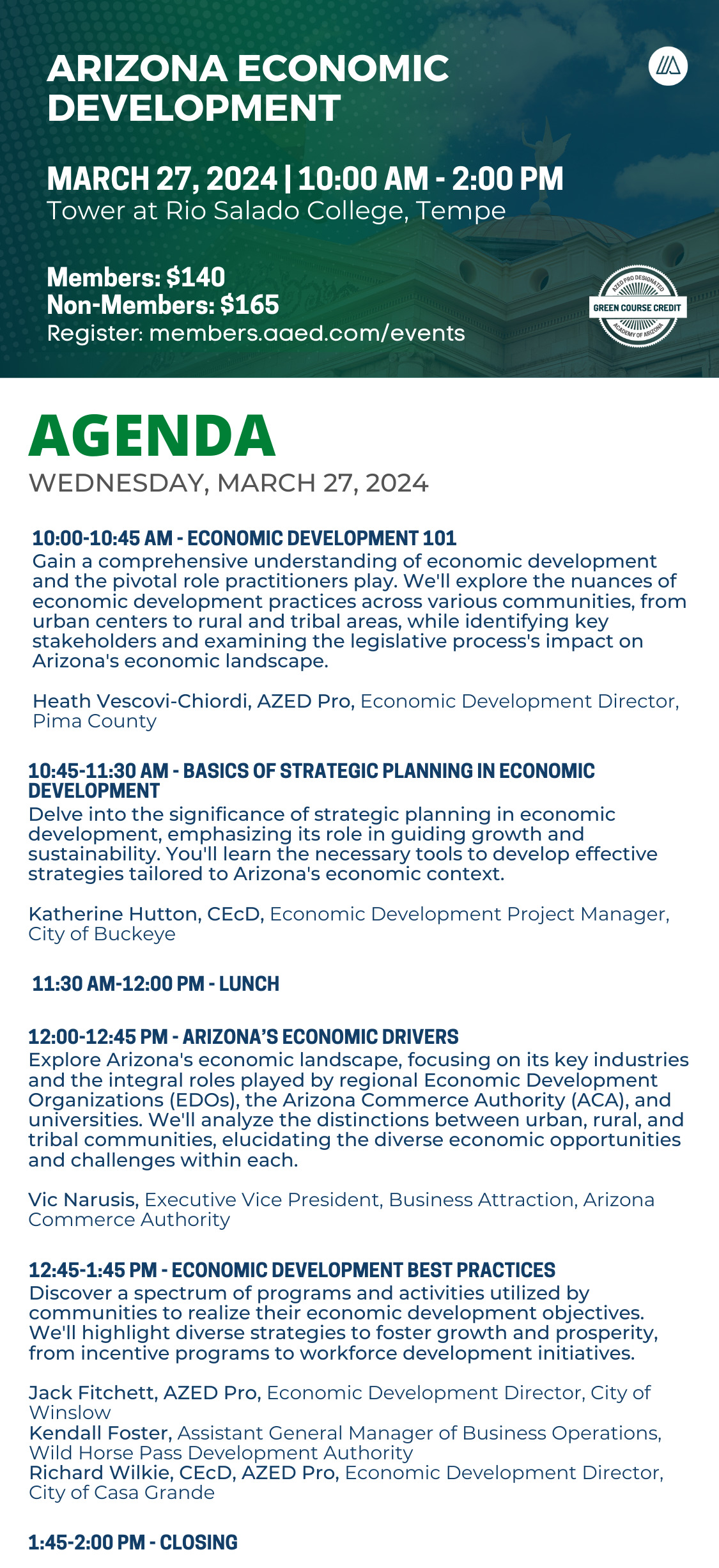 Green Academy Course - Economic Development in Arizona | AAED