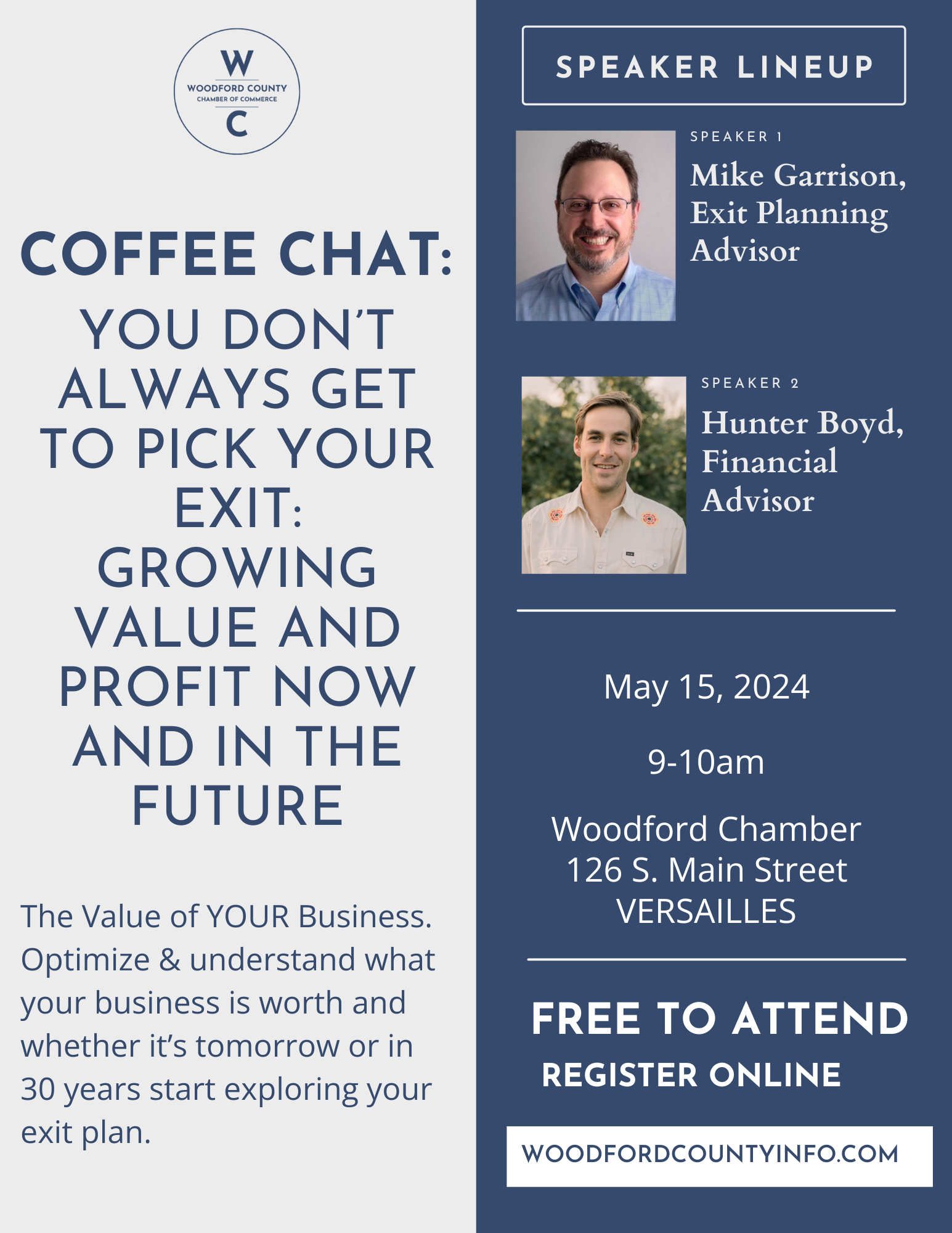Coffee Chat: Exit Planning Strategy - Woodford County Chamber of Commerce