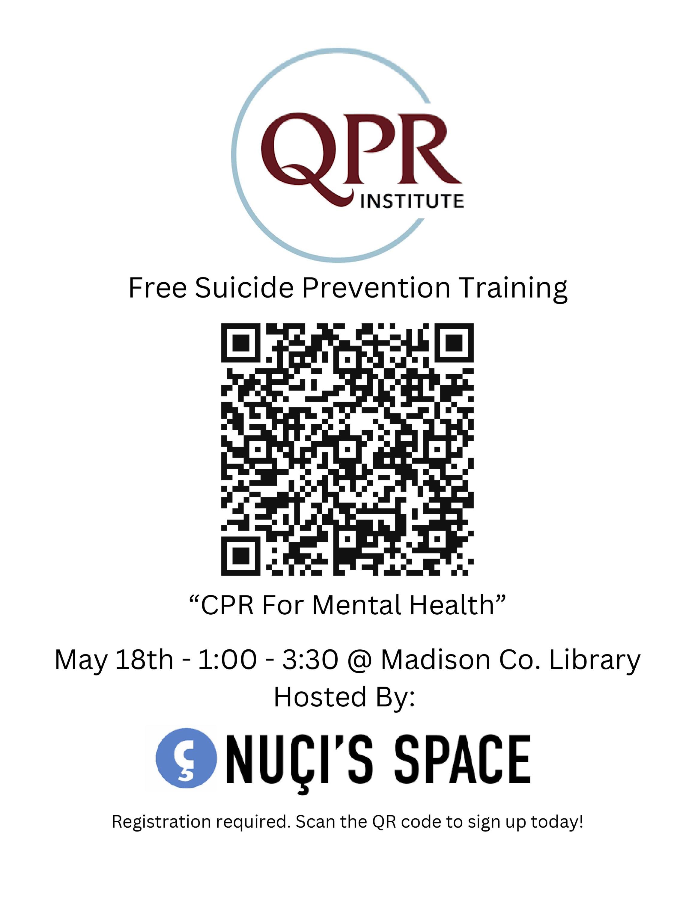 Free Suicide Prevention Training - Madison County Chamber of Commerce