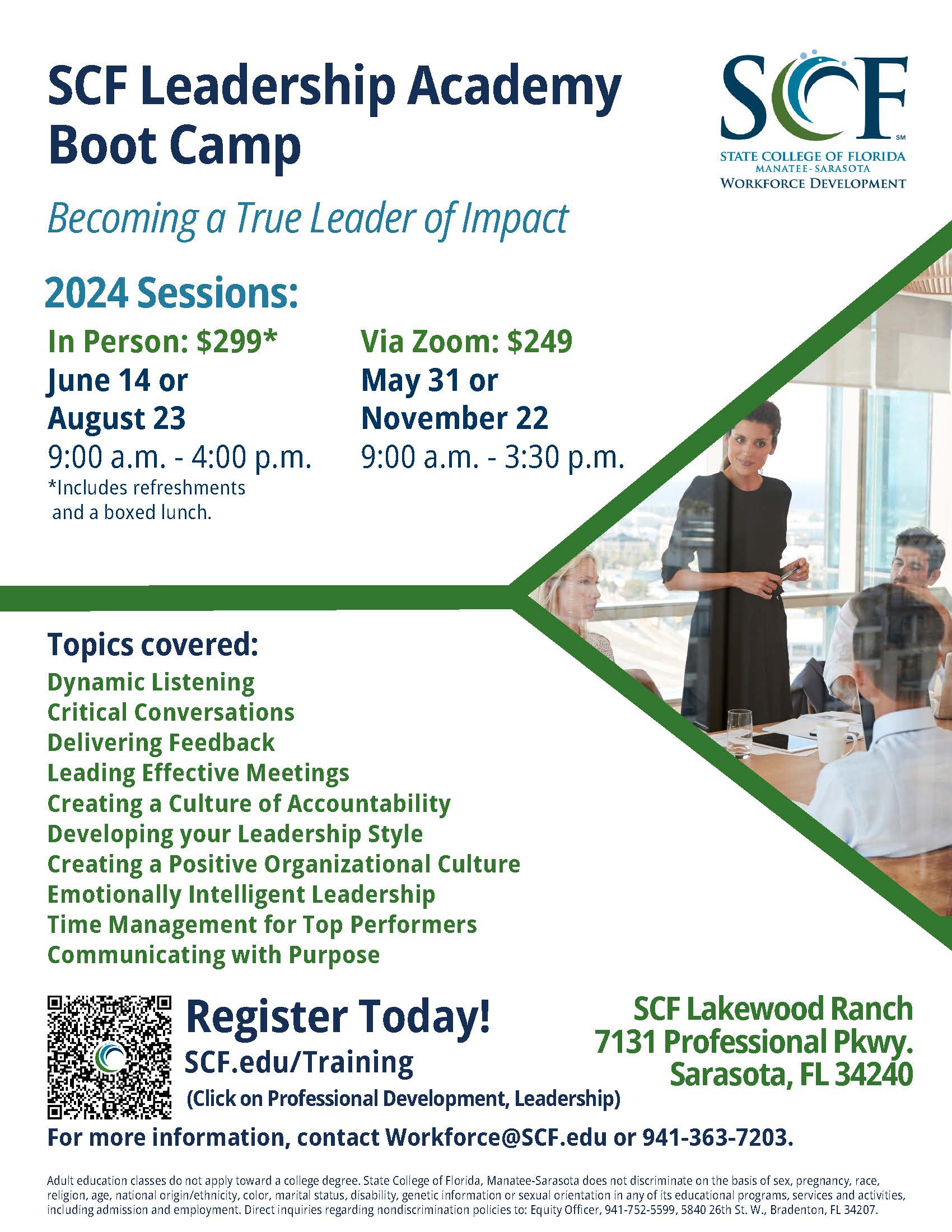 SCF LEADERSHIP ACADEMY BOOT CAMP - In Person at State College of ...