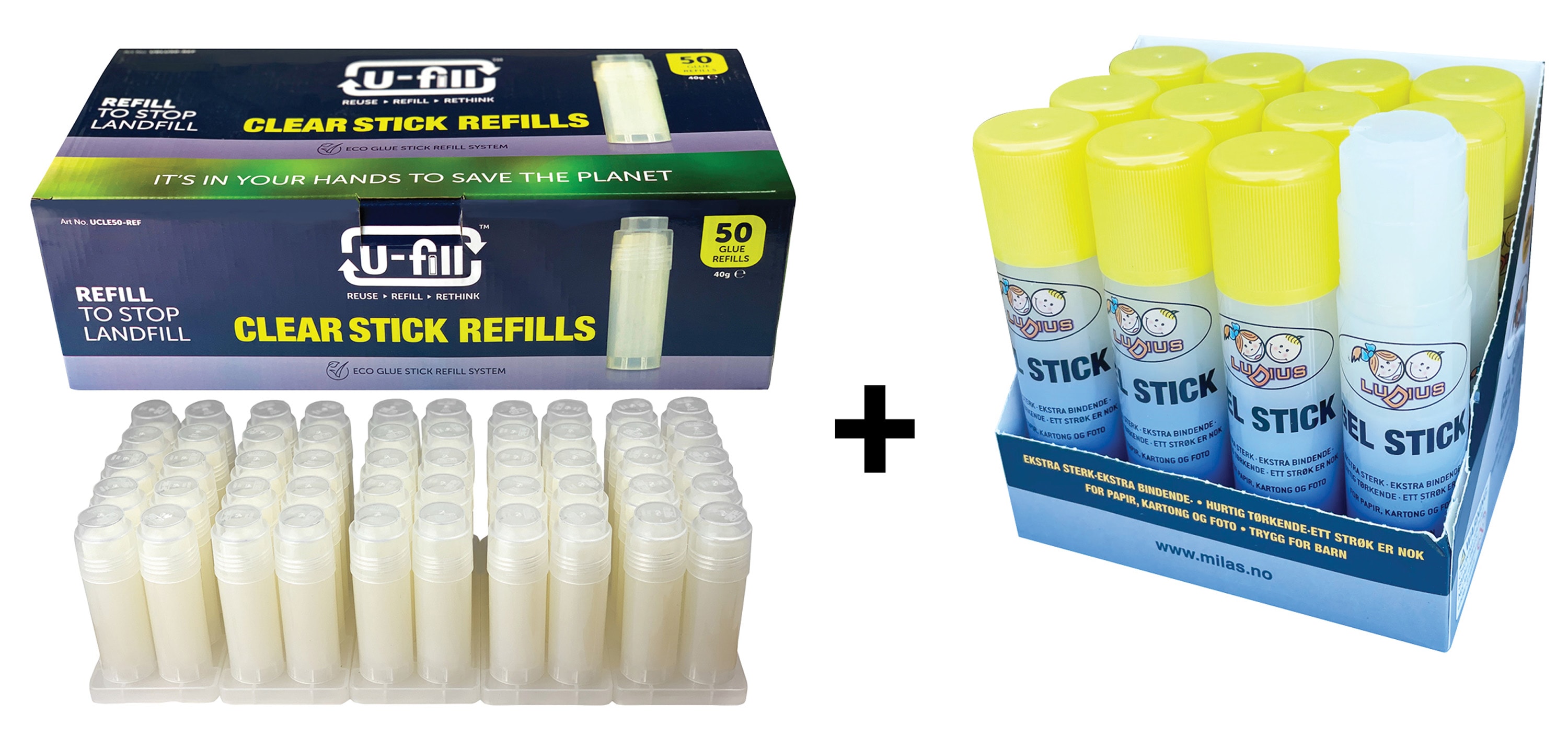 U-fill refill til Ludius Gel stick, 50 stk + 12 stk. stifter