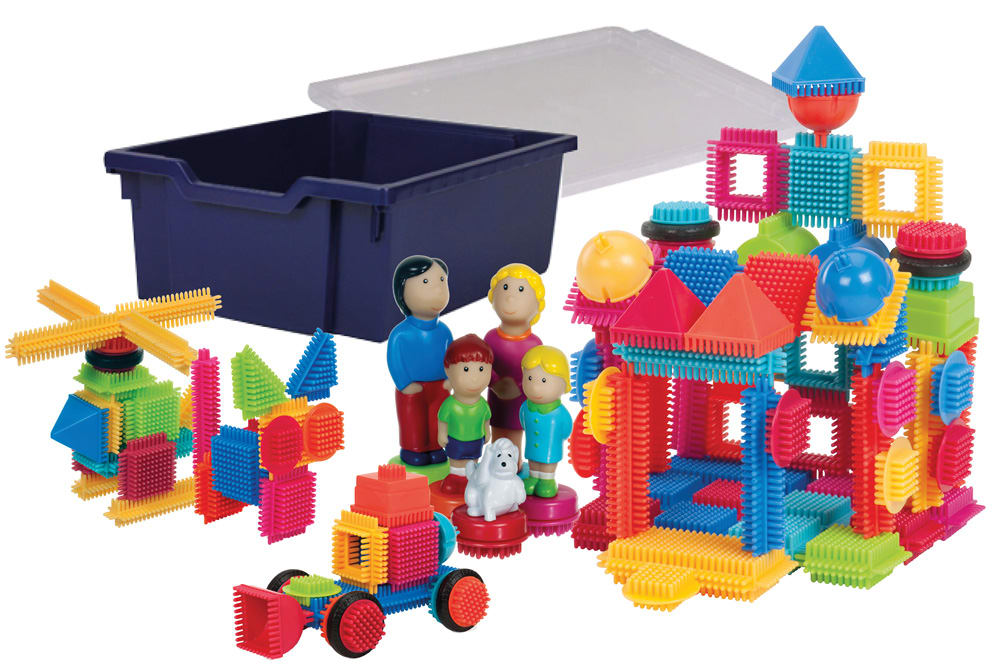 Nopper, startsett med 197 deler i kasse med lokk