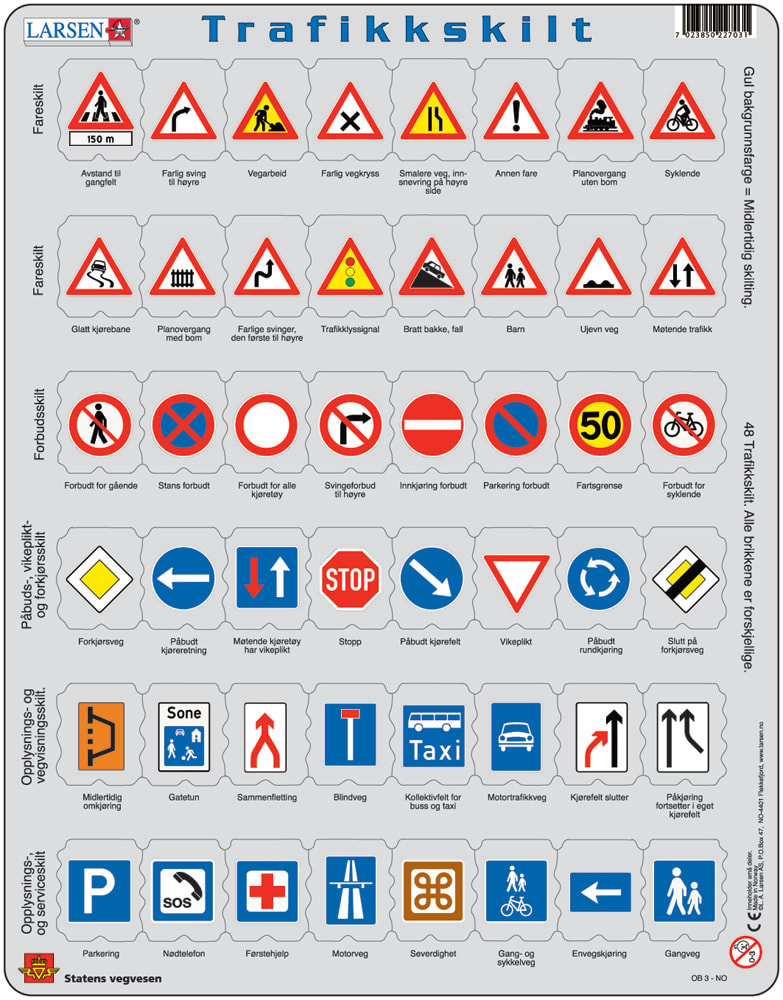 Puslespill, trafikkskilt