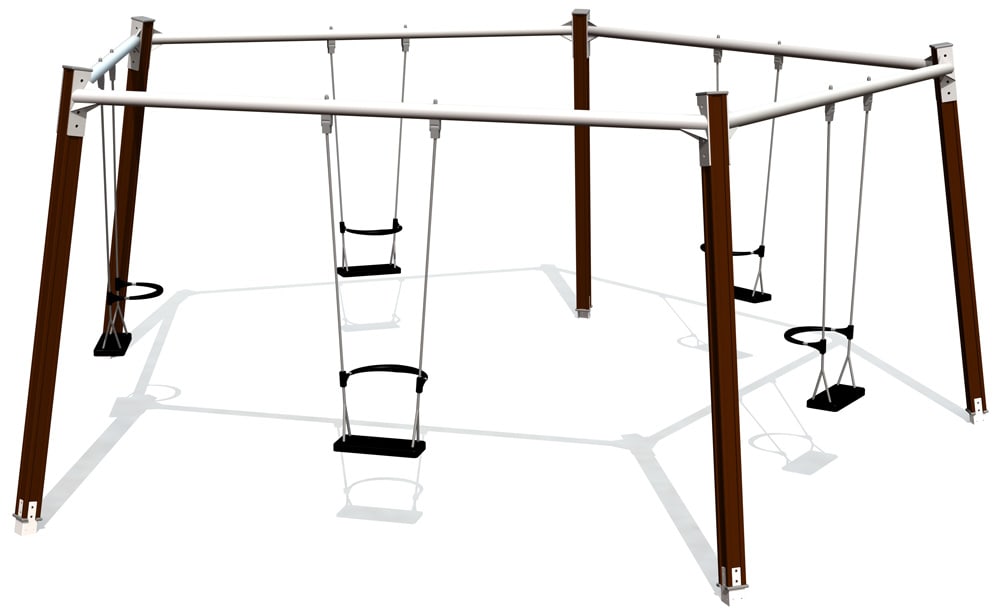 5-seter huske, inkl huskeseter. Stolper i aluminium