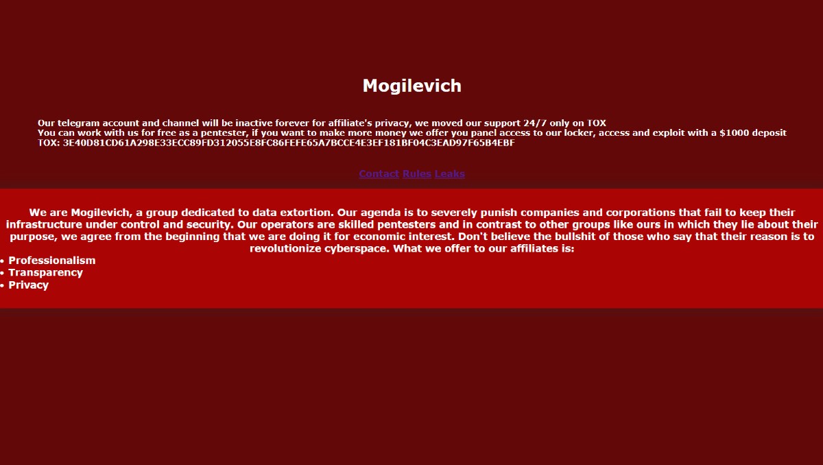 Who is Mogilevich, the newest ransomware gang on the darknet? - Cyber Daily