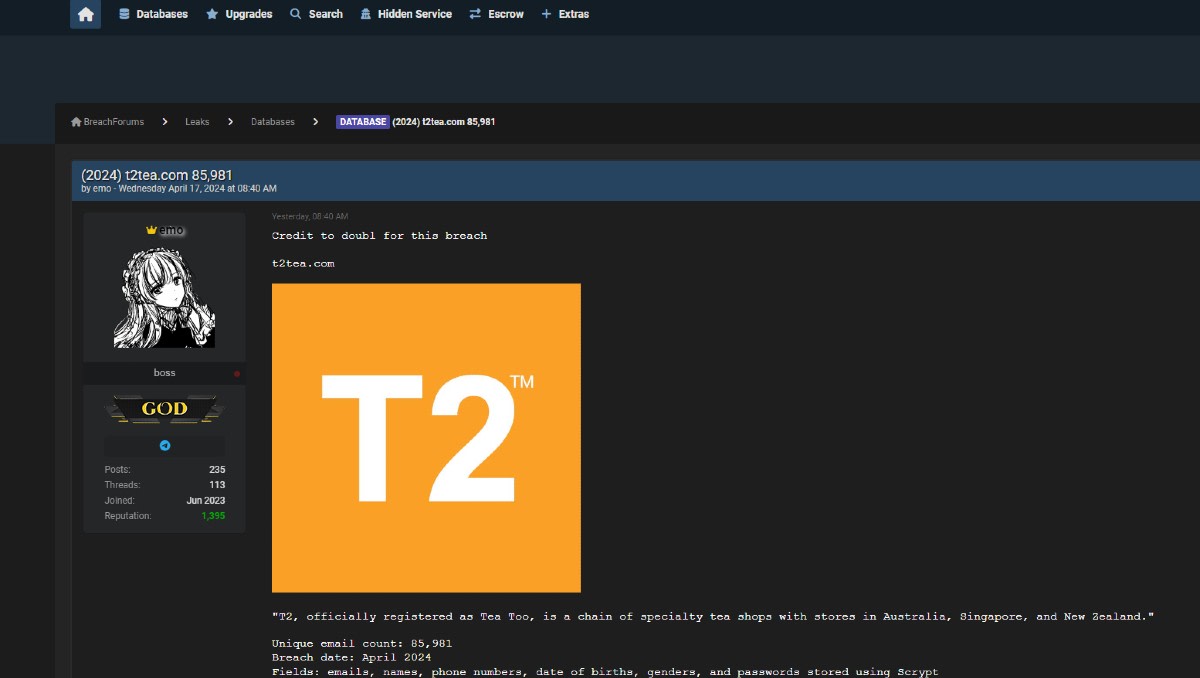 T2 scalded by alleged data breach affecting more than 80k customers - Cyber Daily
