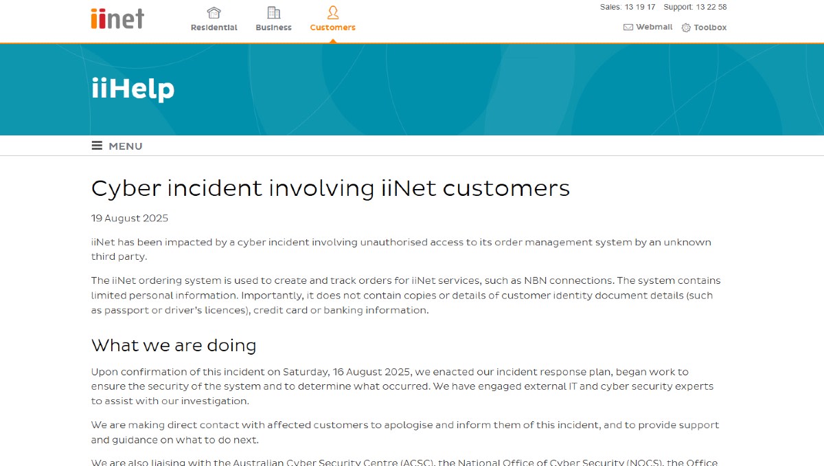 Aussie ISP iiNet confirms data breach impacting more than 200k ...