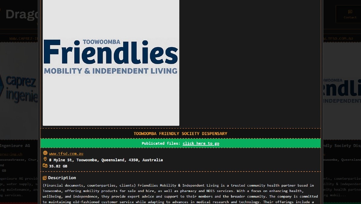 Exclusive: DragonForce ransomware claims hack of Toowoomba Friendlies ...