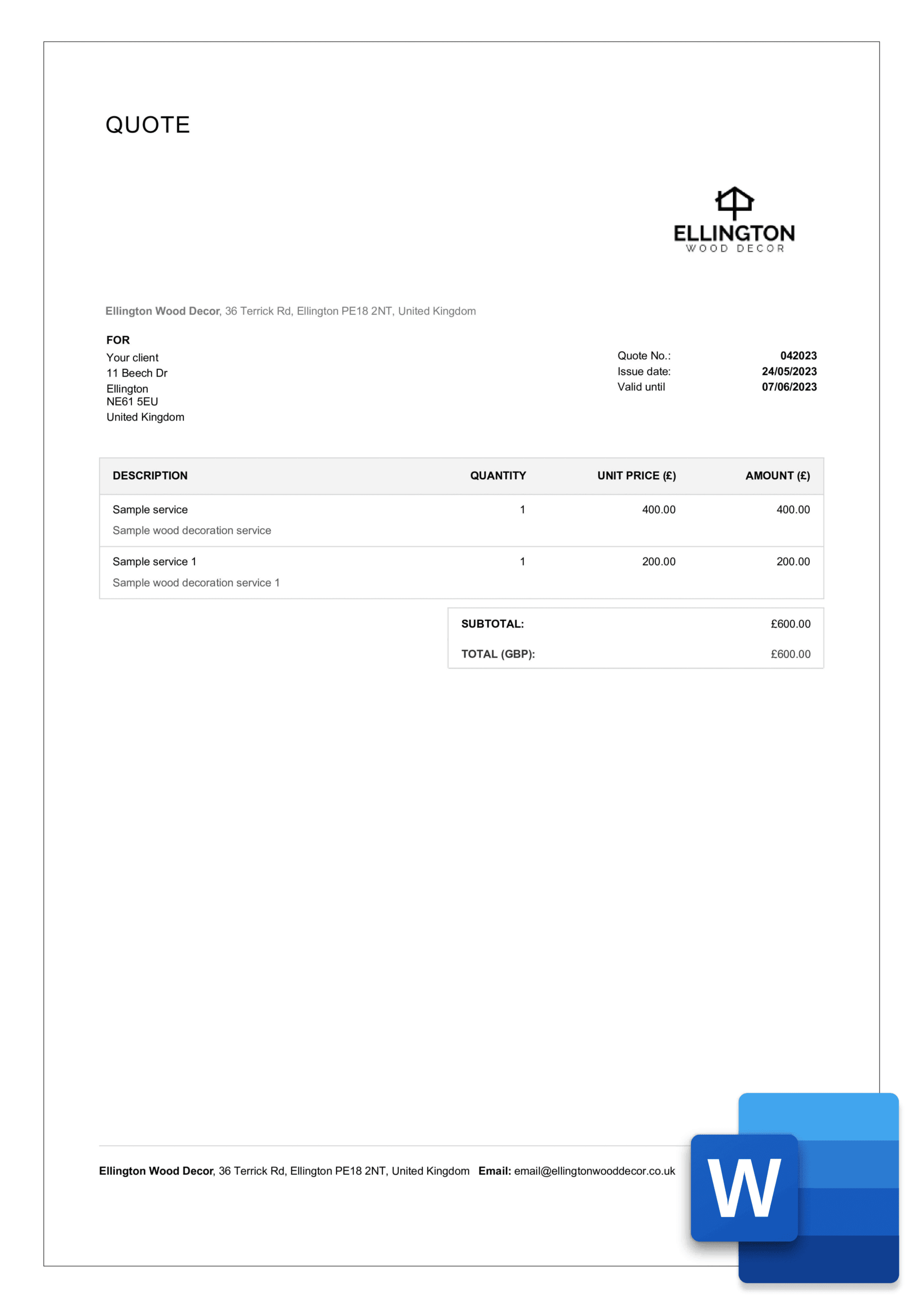 Sample Of Price Quotes Price Quote Template Download Free Documents