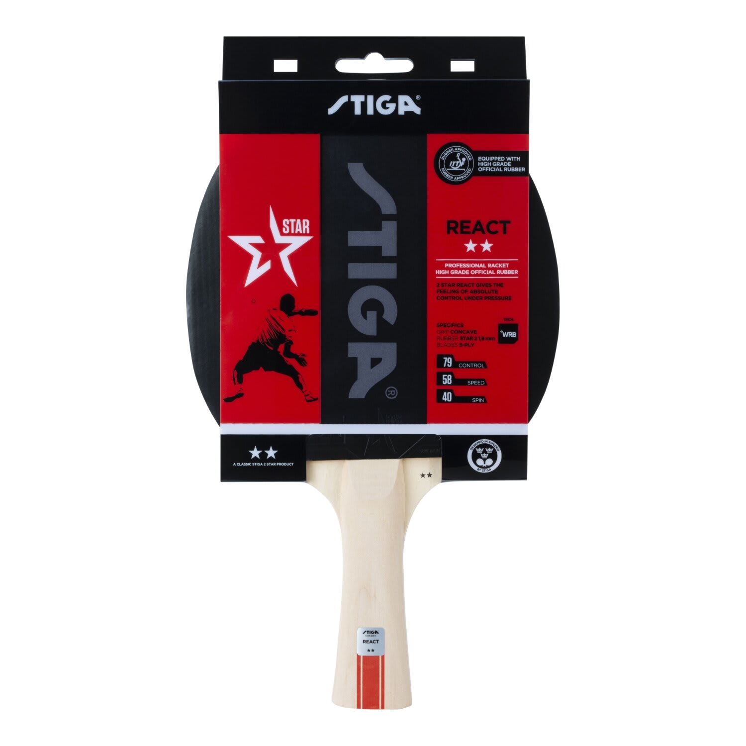 Stiga React 2 Star Table Tennis Bat | Sportsmans Warehouse