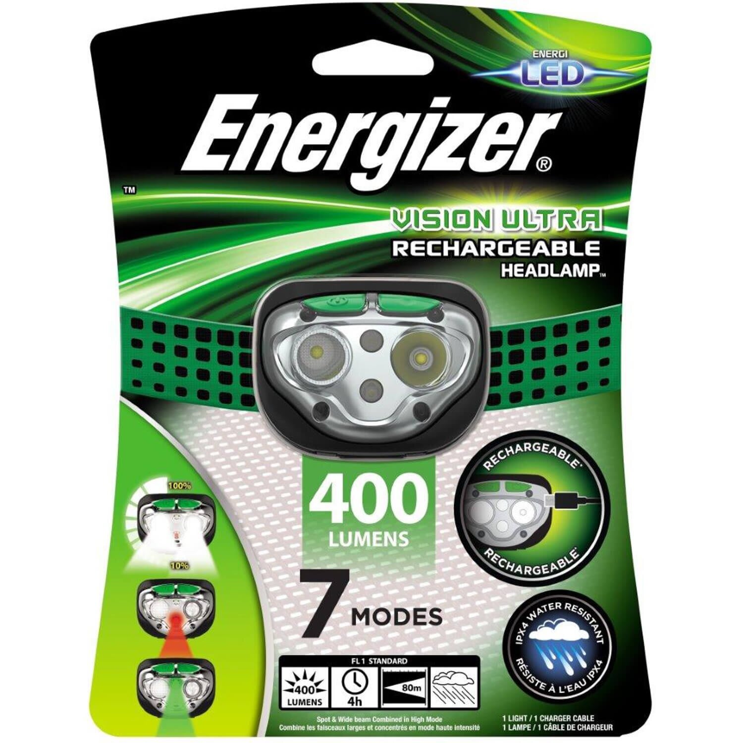 Energizer Vision Rechargeable Headlight 400 Lumens | Sportsmans Warehouse