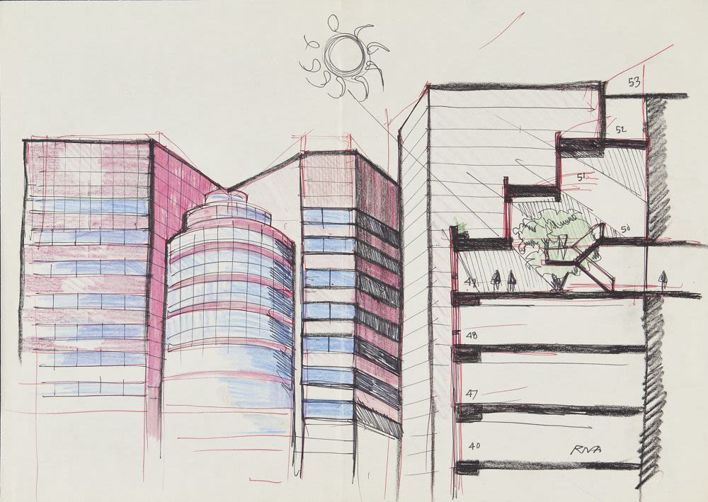 Drawings, tower structure, Exchange Square (1983–1988), Hong Kong (1982 ...