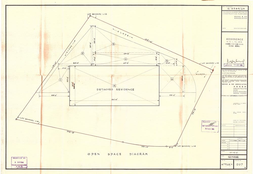 Open space diagram, Residence of Mr Jackson Wong (1966), Chung Hom Kok ...