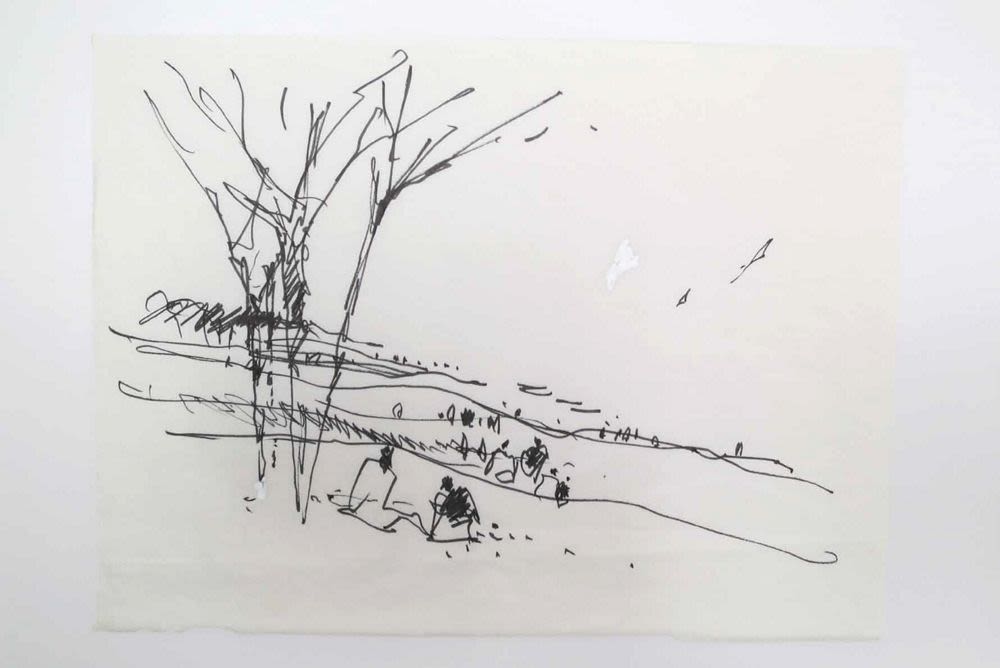 Sketch of public open space facing the sea, international competition ...