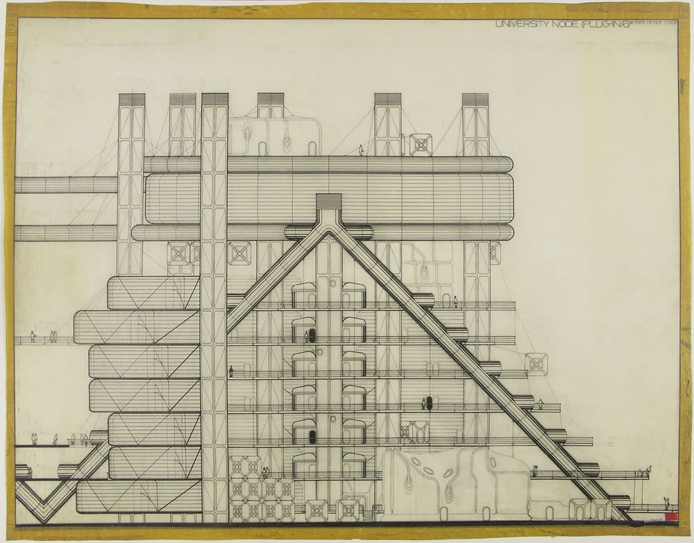 Elevation, Plug-in University Node (1965) - Archigram, Peter Cook | Objects | M+