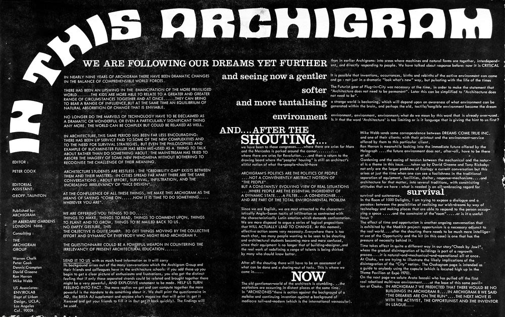 Magazine, page 1, Archigram 9 (1970) - Archigram | Objects | M+