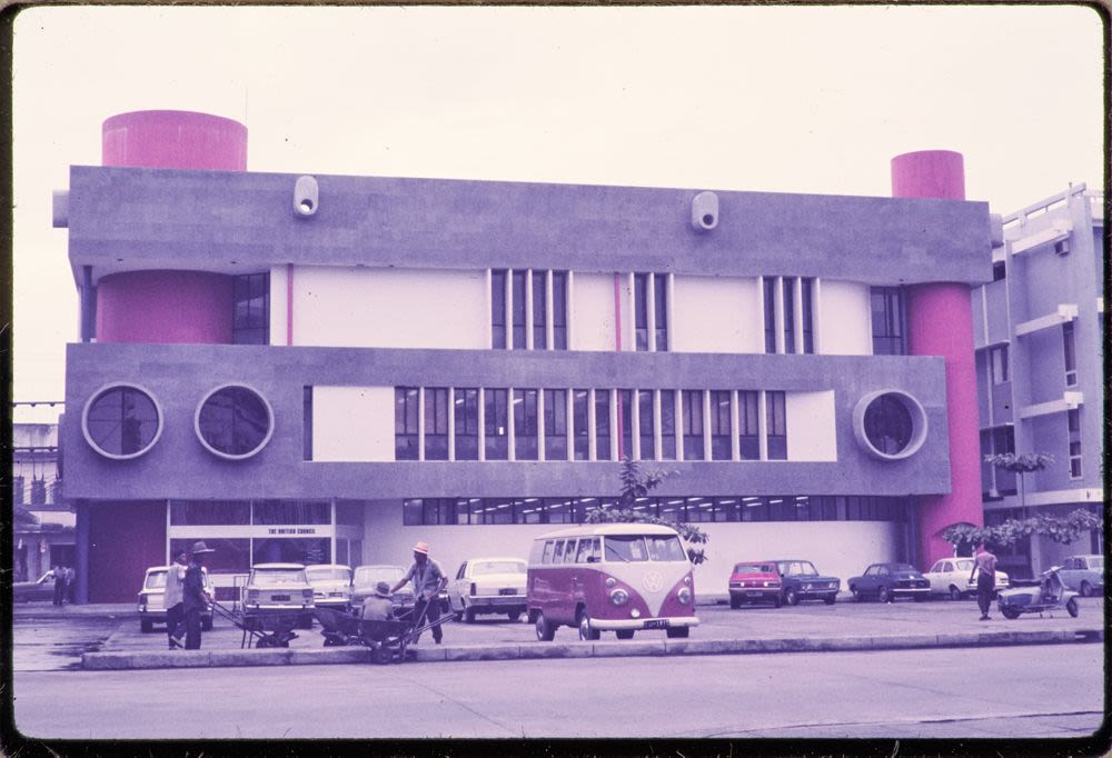 Slide and negative, front elevation view, British Council Building ...