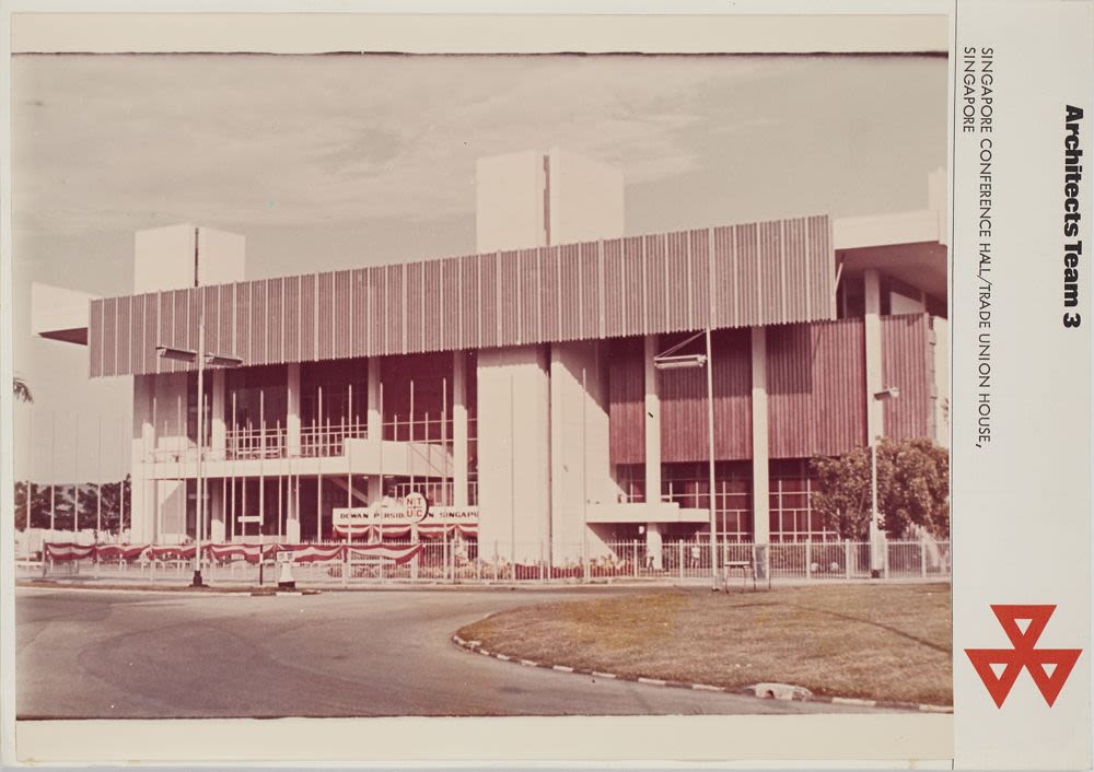 Exterior photograph, Singapore Conference Hall and Trade Union House ...