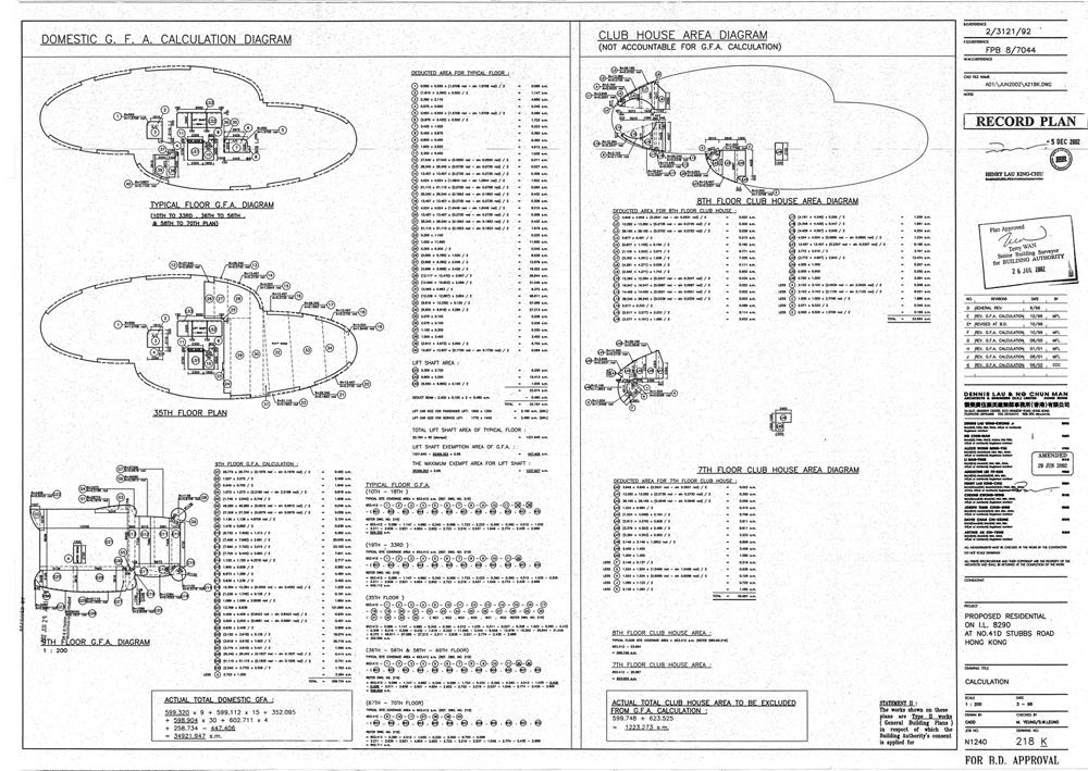 Calculation plan, Highcliff (circa 1998–2003), Happy Valley, Hong Kong ...