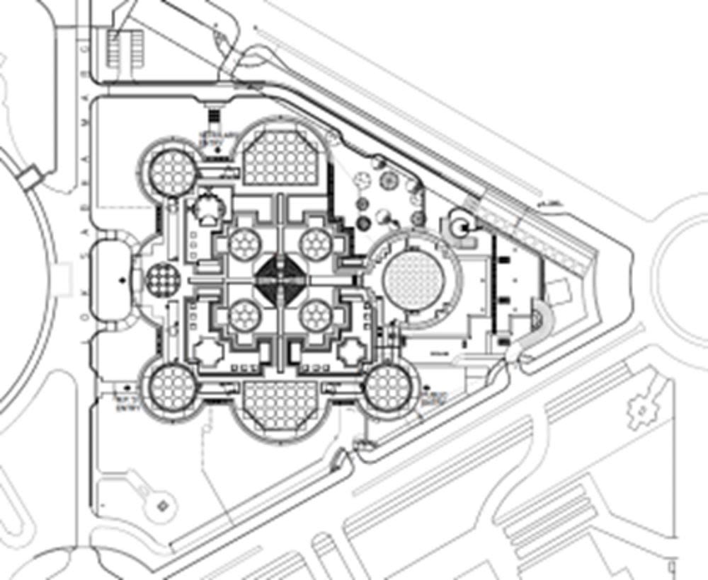 Site plan, Parliament Library (1994–2003), New Delhi, India ([circa ...