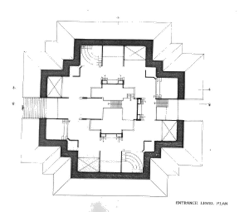 Entrance level plan, Nehru Memorial Pavilion (1971–1972), New Delhi ...