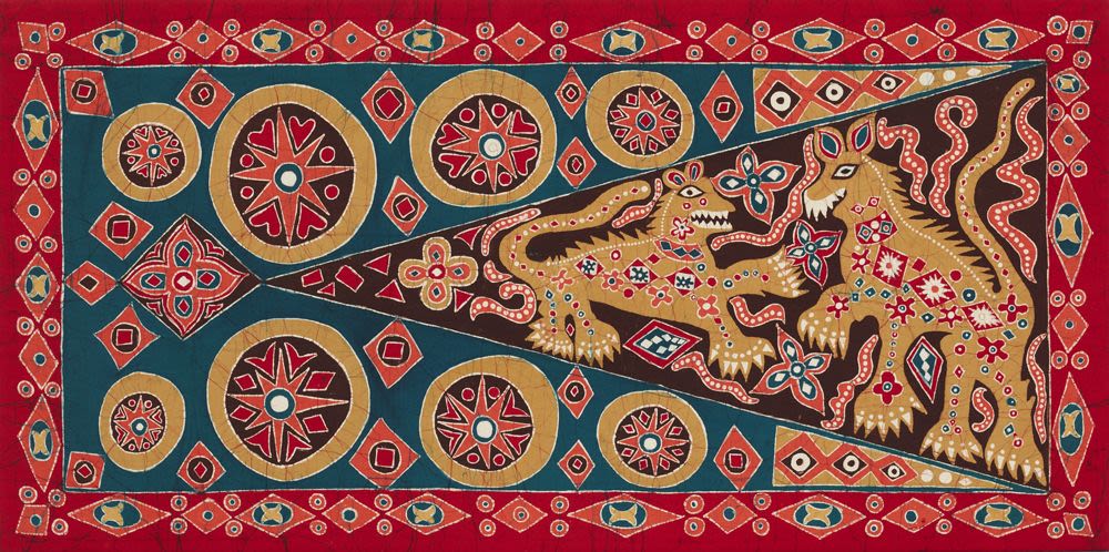 Batik ceiling panel, 'Two Beasts', Bentota Beach Hotel (1967–1969), Sri ...