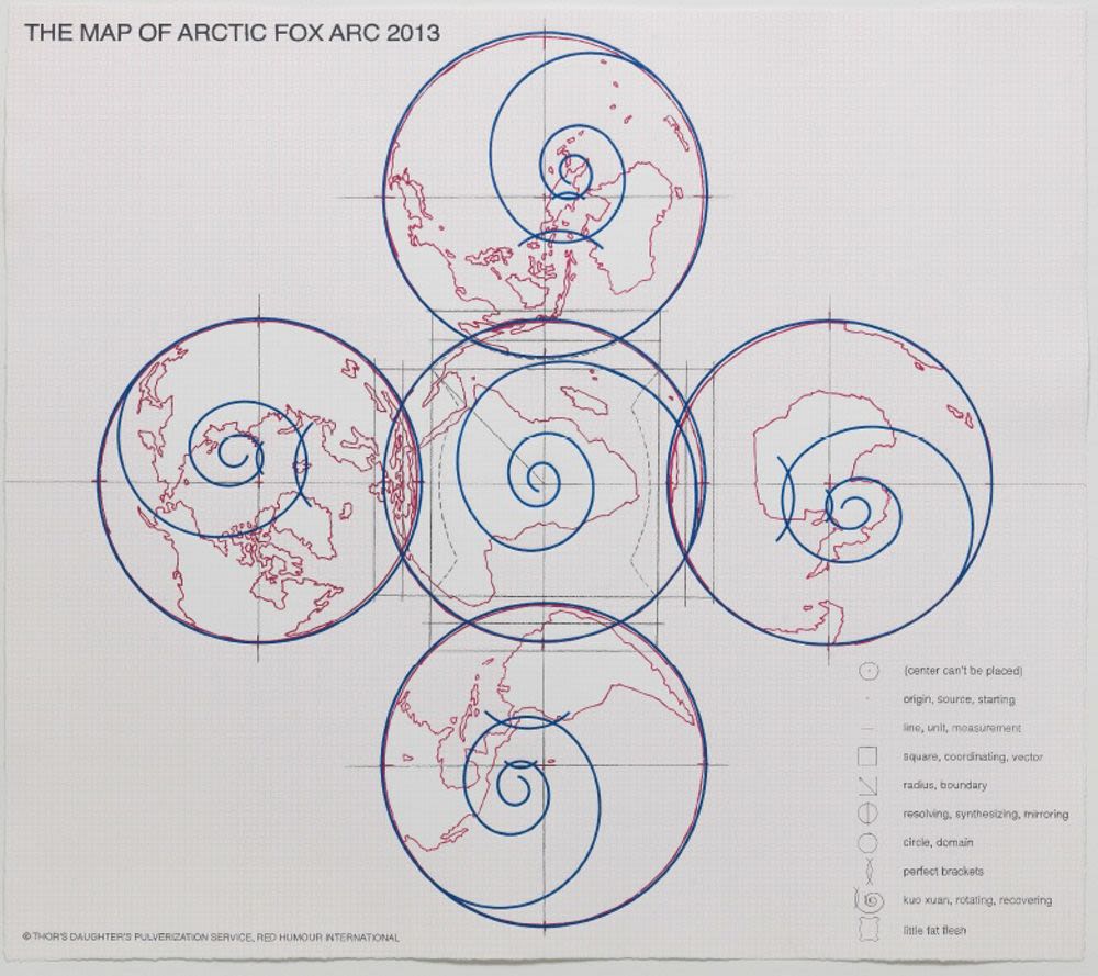 Larger World Map—Arctic Fox Arc—Temperature War (2013) - Inga-Svala ...