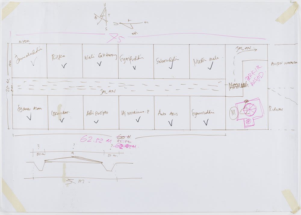 Sketch site plan, relocation village of survivors in Mamboro Perikanan ...