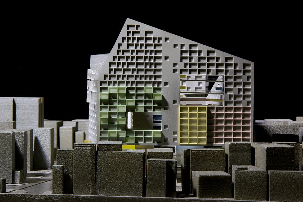 Photograph, architectural model, south exterior, Xinzhou Central Plaza ...