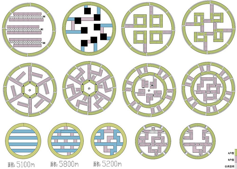 Concept sketch, layout plan, Tulou Collective Housing (2005–2008 ...