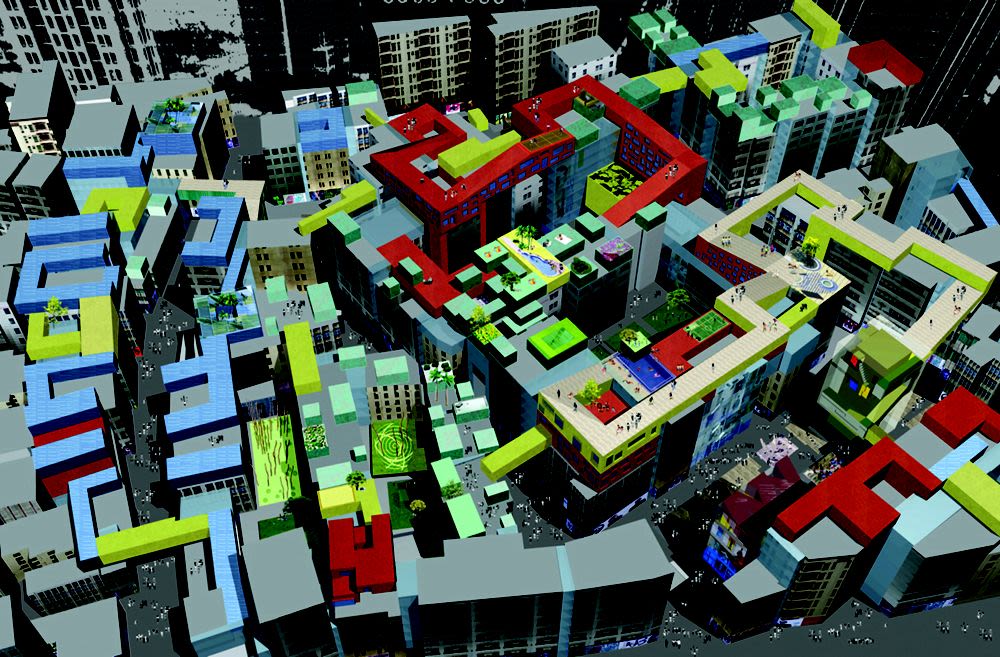 Collage, aerial view, study of Shenzhen’s urban villages: Gangxia ...