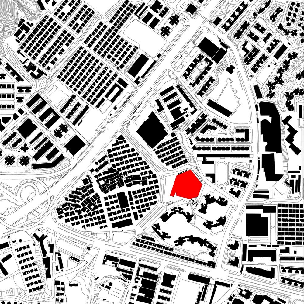 Site plan within map, Dafen Art Museum (2005–2007), Shenzhen, China ...