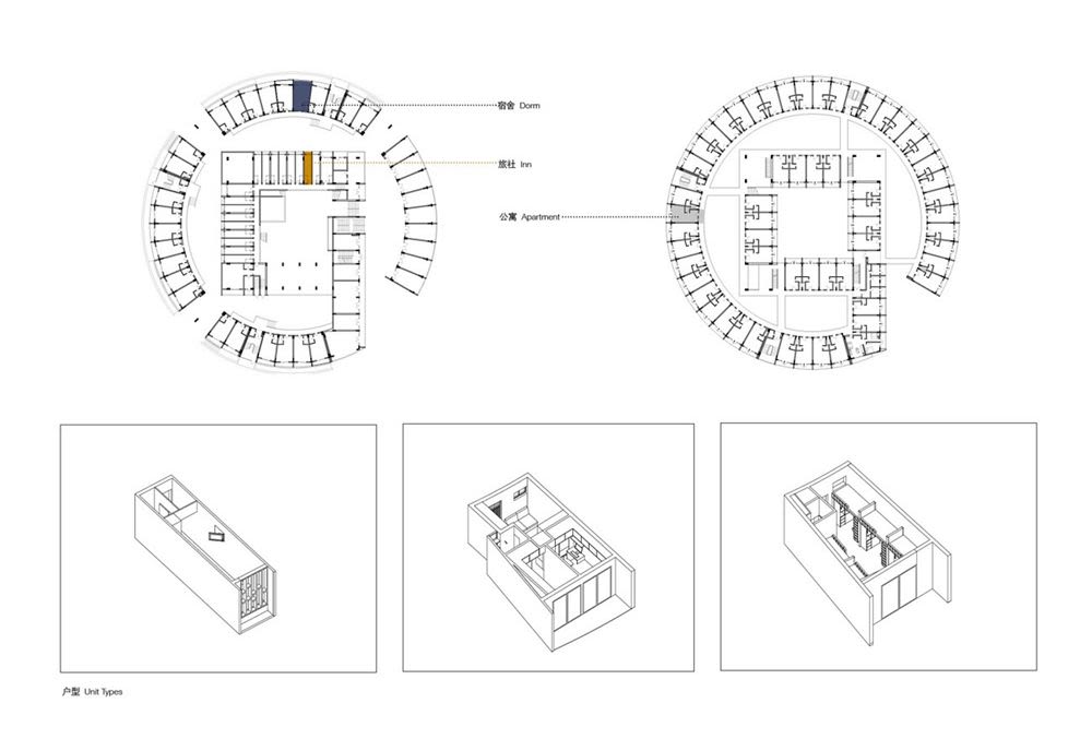 Unit plan with notes, Tulou Collective Housing (2005–2008), Nanhai ...