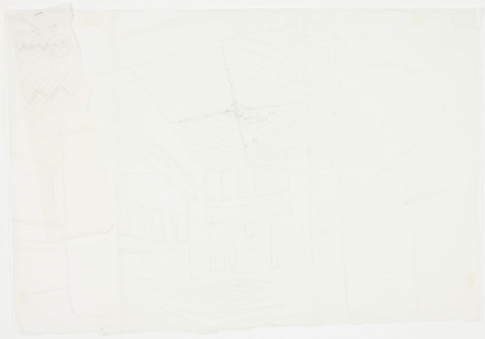 Sketches, interior of Bond Centre lobby, level 1, and study of ceiling ...