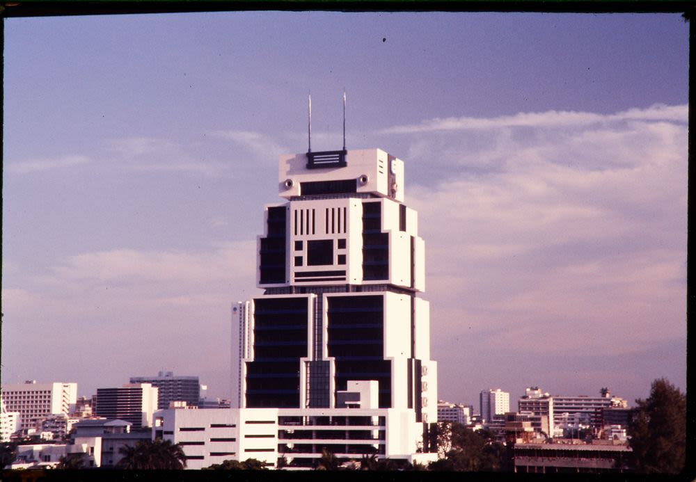 Slides, perspective views of the rear (south side), Bank of Asia ...
