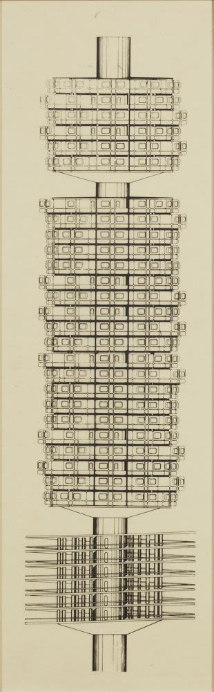 Elevation, Capsule Tower (1964) - Archigram, Warren Chalk | Objects | M+