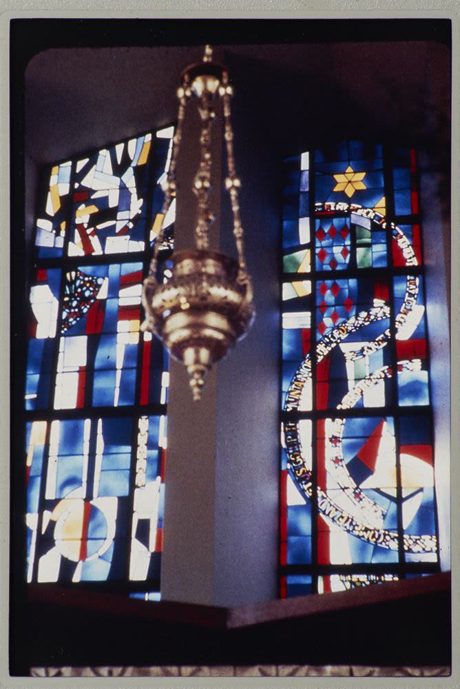 Slides, photographs of stained glass windows, Temple Beth Emeth (1953 ...