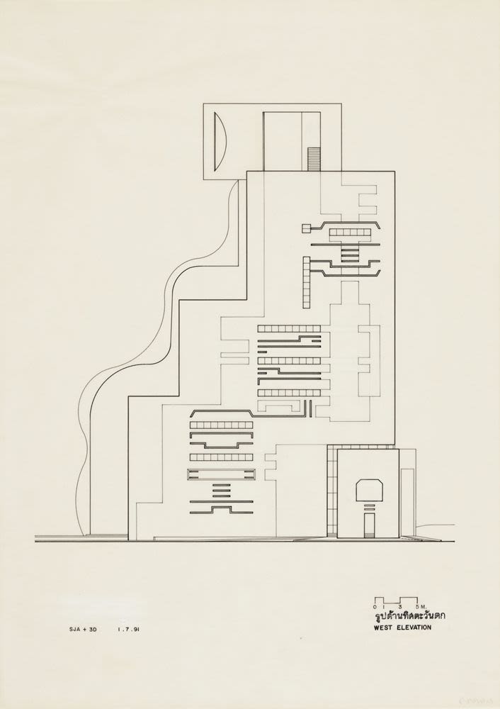 West elevation, Nation Building (1988–1991), Bangkok, Thailand (1 July ...