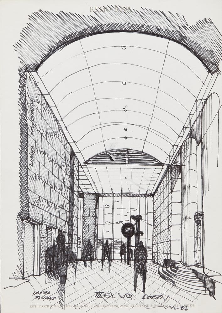Perspective sketches, interior of the lobby, Exchange Square III (1983 ...