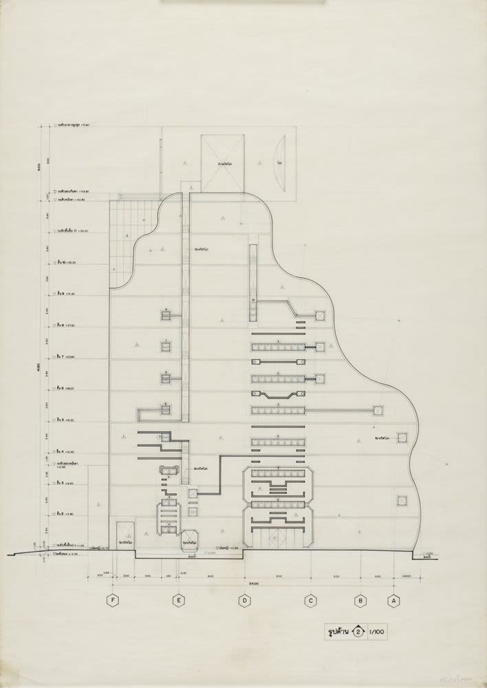 East elevation, Nation Building (1988–1991), Bangkok, Thailand ([1988 ...