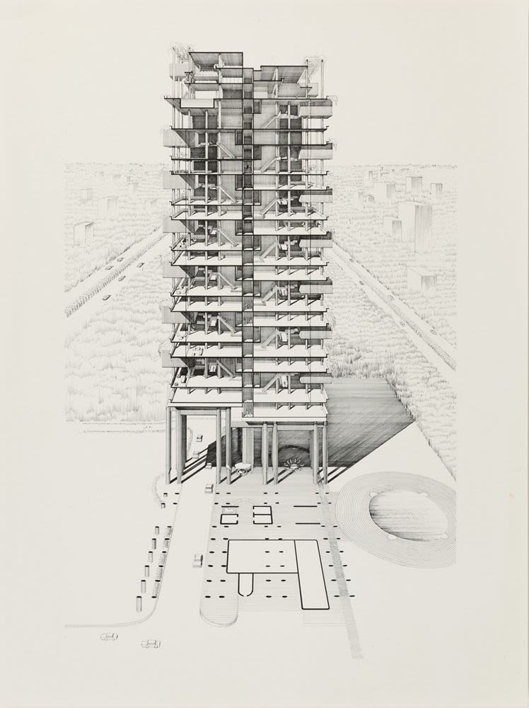 Perspective section, The Colonnade Condominiums (1980–1986), Singapore ...