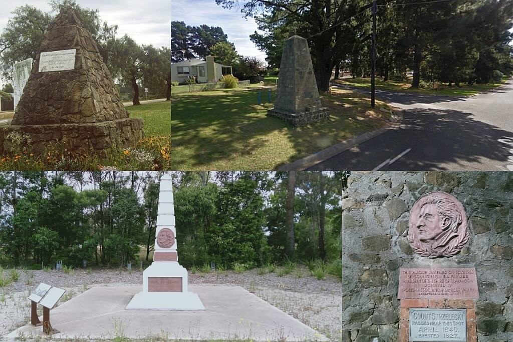 Paul E. Strzelecki - monuments on the route South Expedition